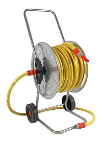 Haspel, volledig verzinkt, gemonteerd 50M - 1/2" met gele tuinslang en ...